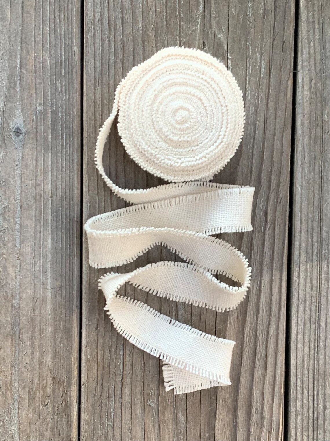 Grain Sack Ribbon Natural Cream Ribbon Frayed Edge 1 - Etsy