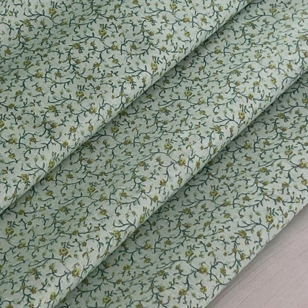 Classic Calico Fabric - Mint Green Flowers - Calico Print - Cotton - by ...