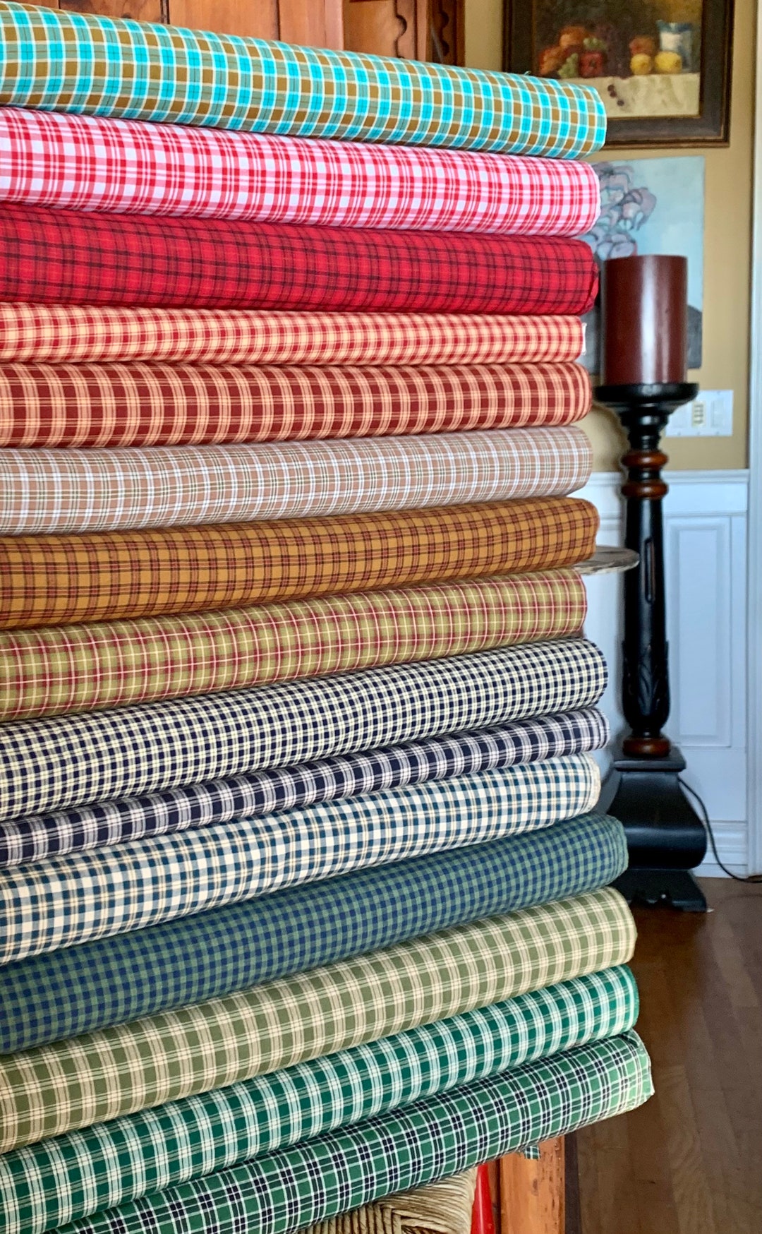 Homespun Fabric by the Yard - Red Blue Green Turquoise Black White ...