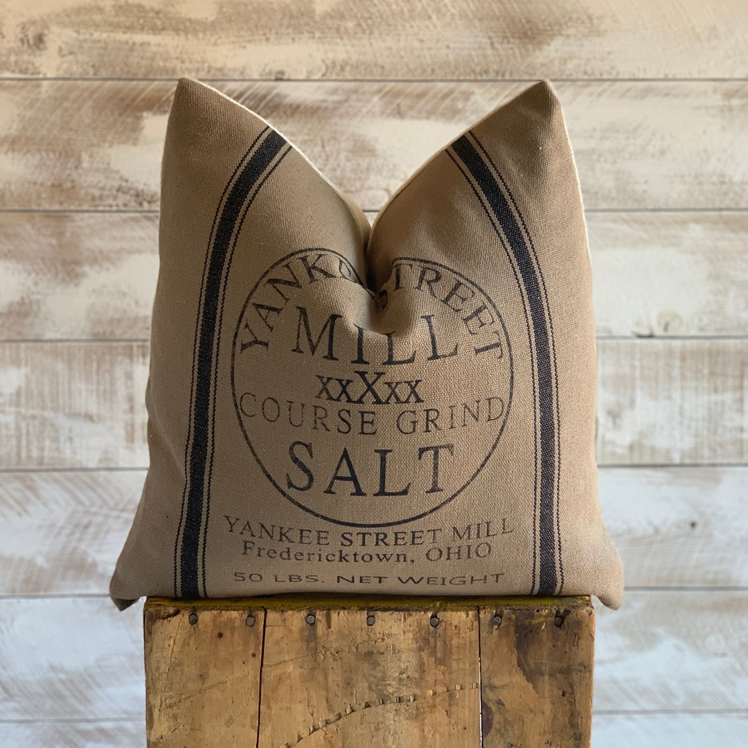 Grain Sack Farm Pillow - Farm Feed Bag Design - 20 X 20 - Optional Down ...