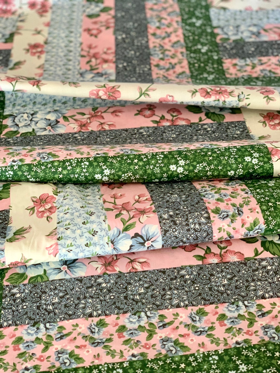 Cheater Quilt Top - 90” Wide Log Cabin Wide Back - 100% Cotton - by the ...