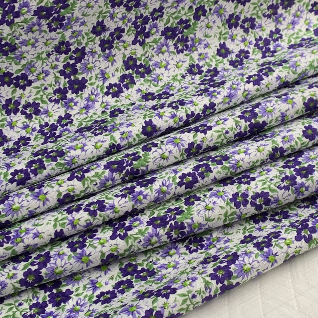 Spring Floral Fabric Collection - Purple Floral - Calico Print - Cotton ...