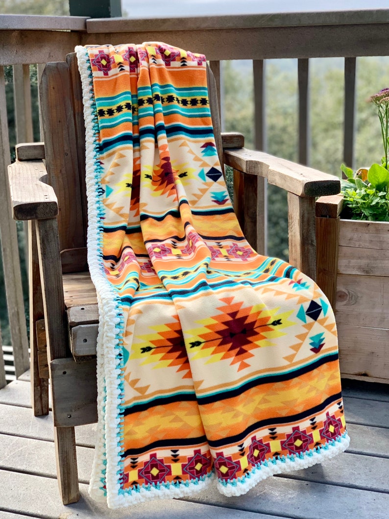 Native American Style Fleece Blanket Throw - Southwest Blanket -western ...