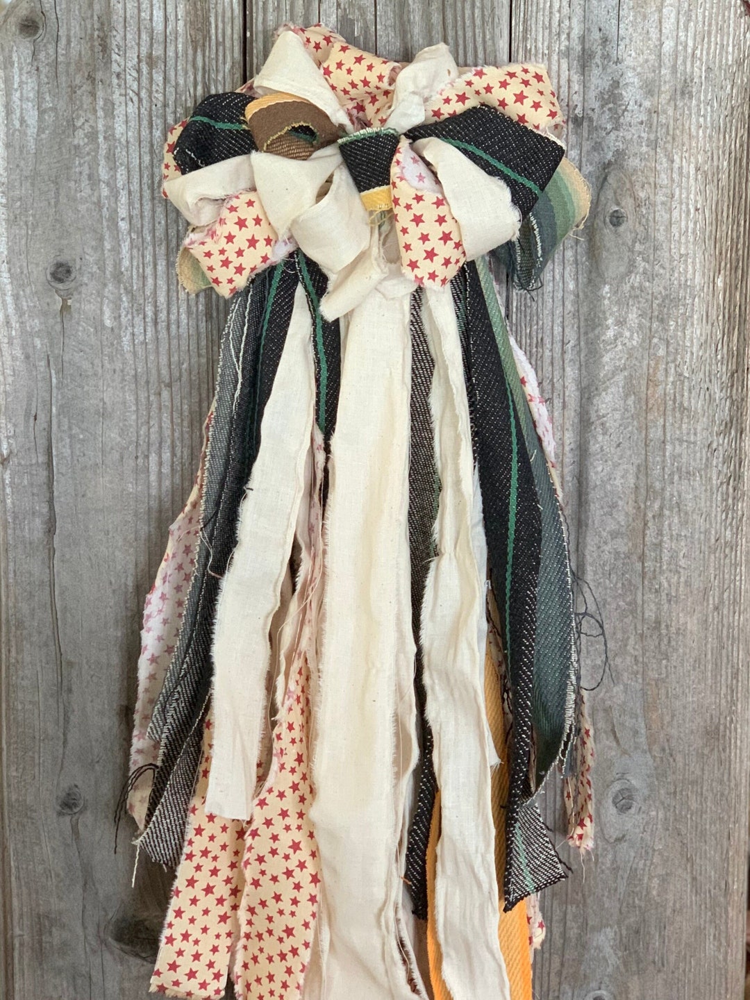 Rag Wreath Bow Patriotic Independence Day 4th of July Rag Bow Serape ...