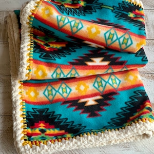 Native American Style Fleece Blanket Throw - Southwest Blanket -western ...
