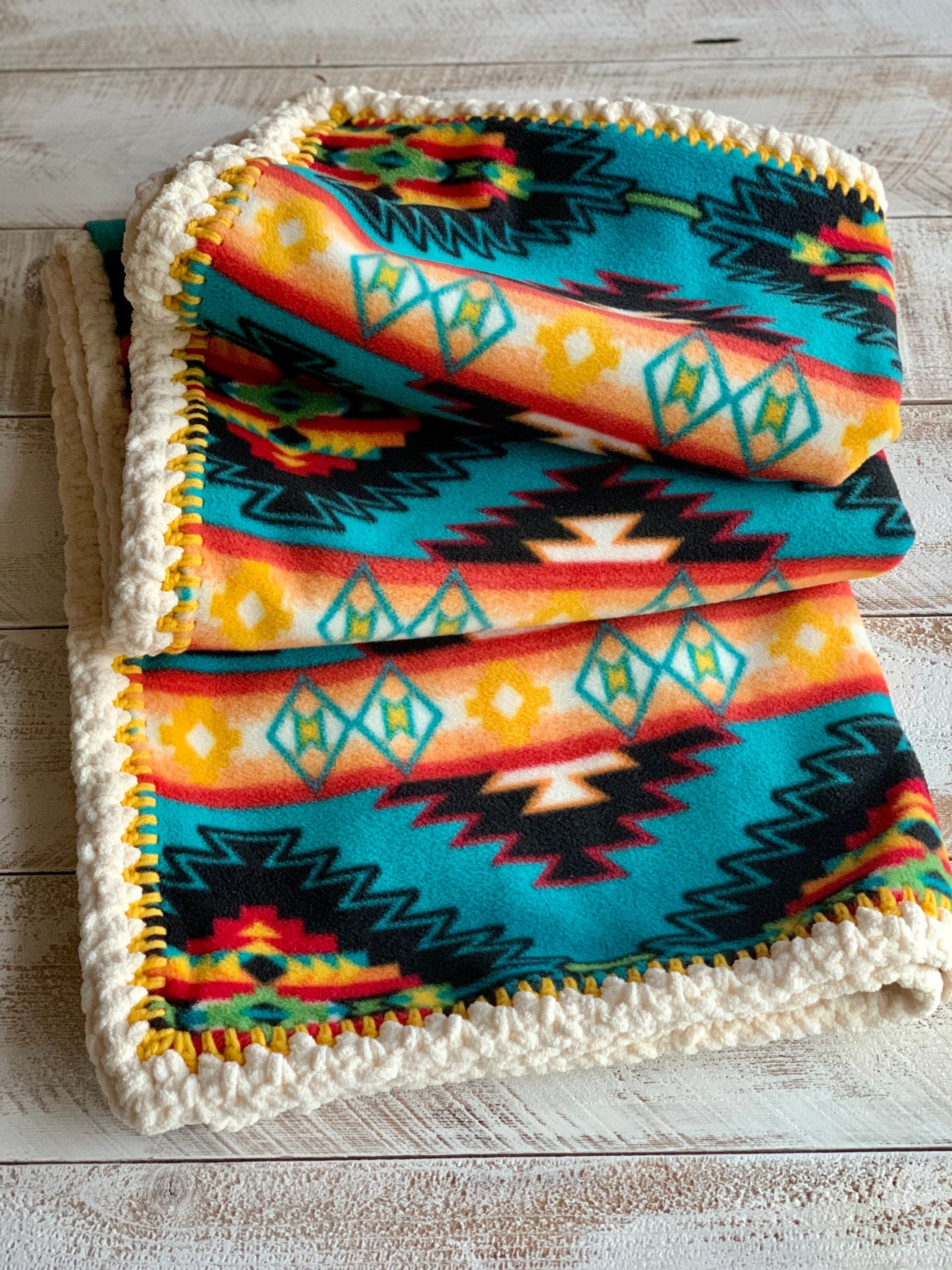 Native American Style Fleece Blanket Throw - Southwest Blanket -western ...