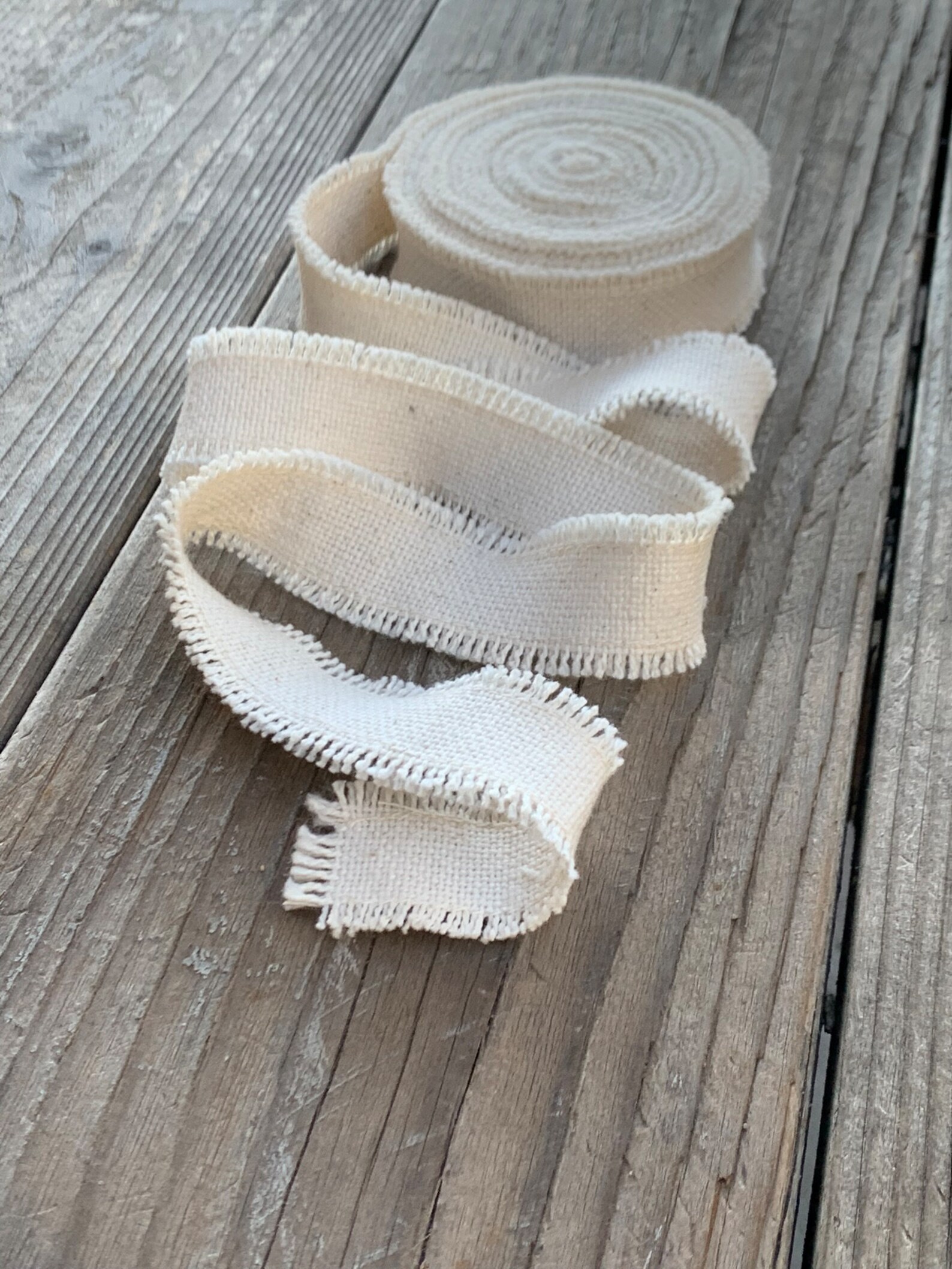 Grain Sack Ribbon Natural Cream Ribbon Frayed Edge 1 - Etsy