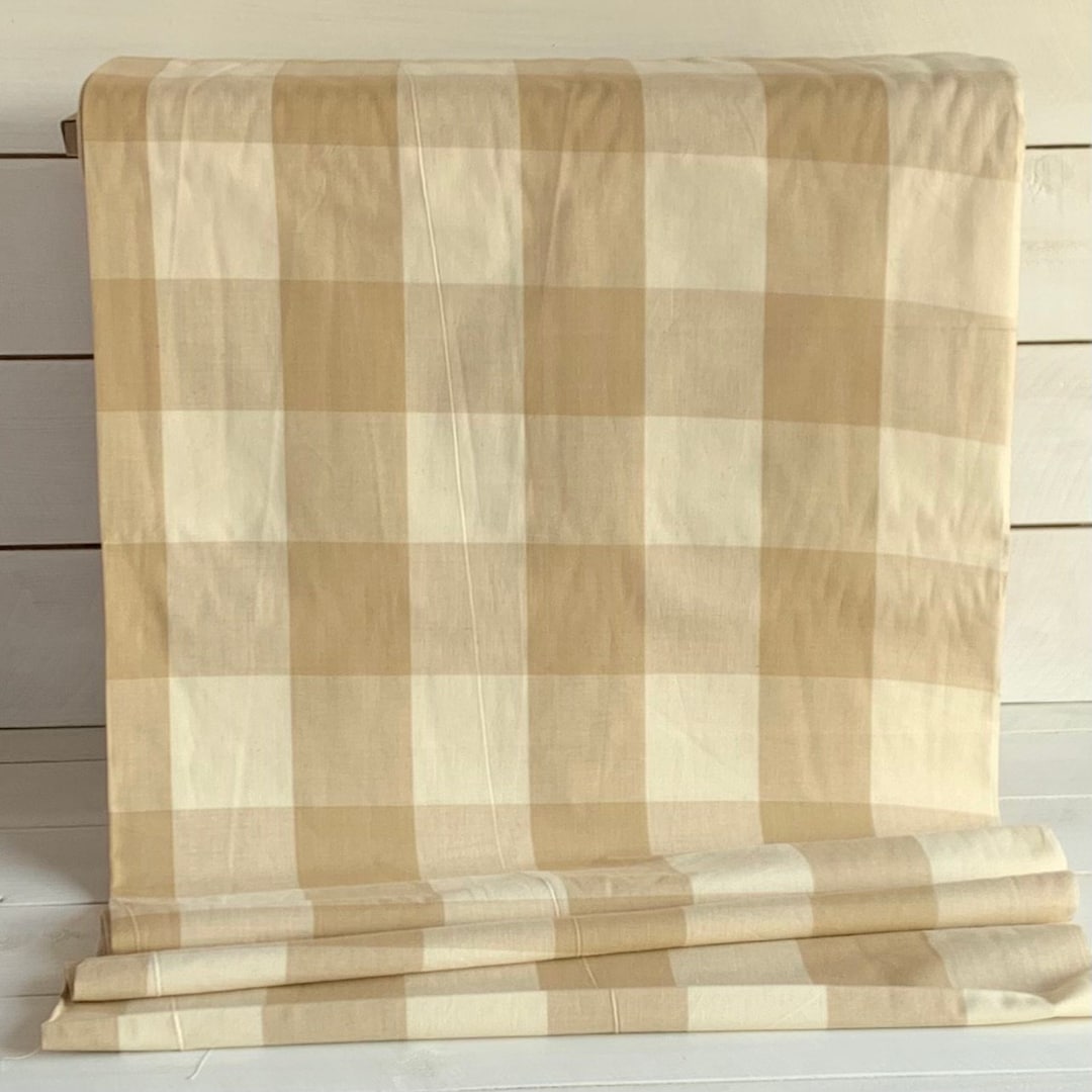 Homespun Tan and Cream Check Buffalo Plaid Fabric - 3" Squares - Woven ...