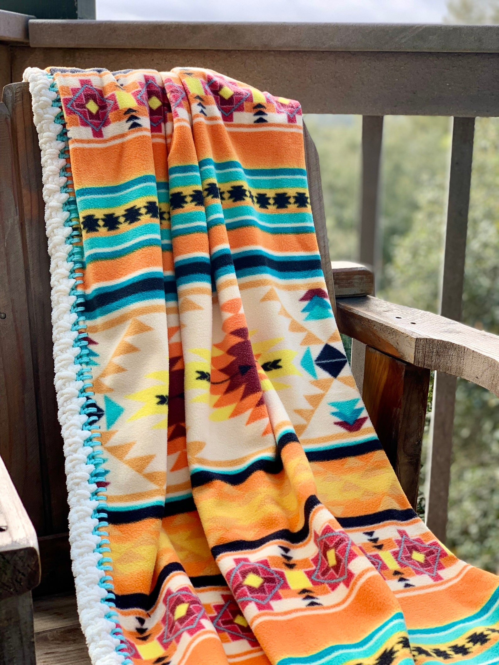 Native American Style Fleece Blanket Throw - Southwest Blanket -western ...