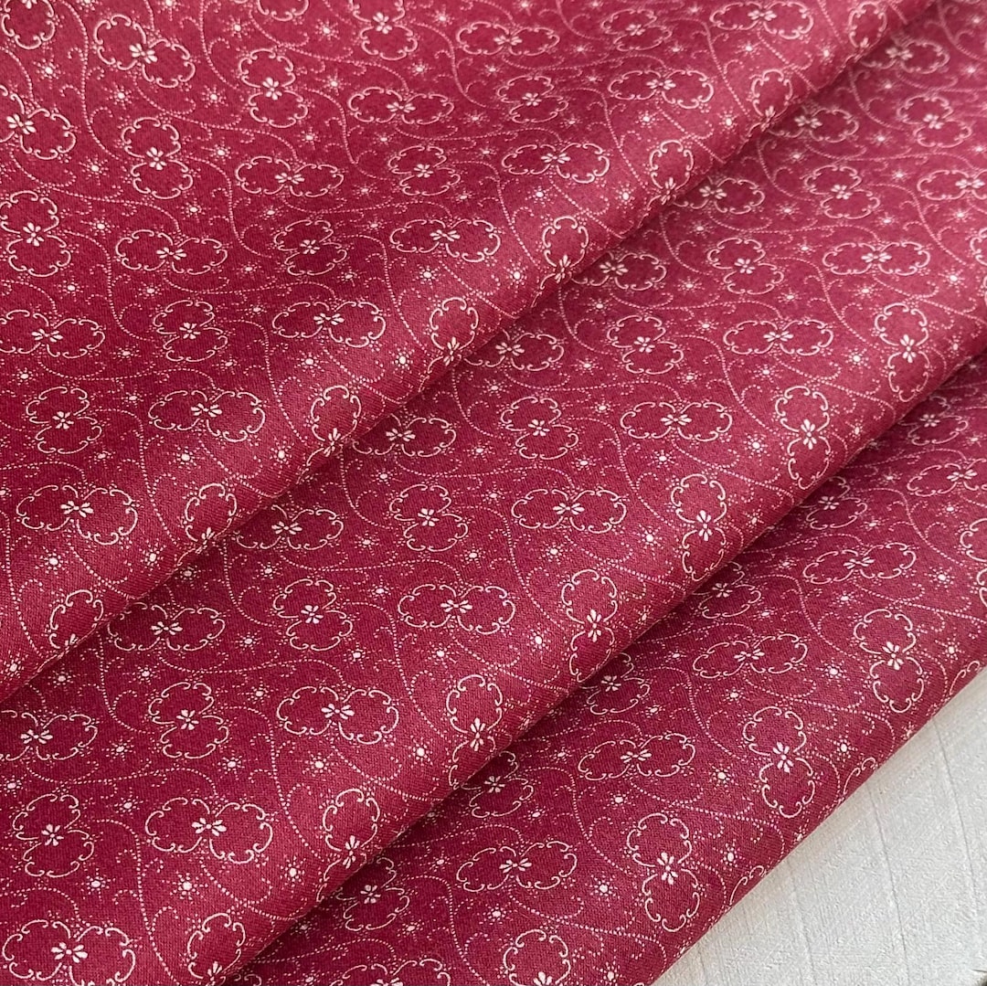 Burgandy - Antique Floral Calico Fabric - 100% Quilter Cotton by the ...