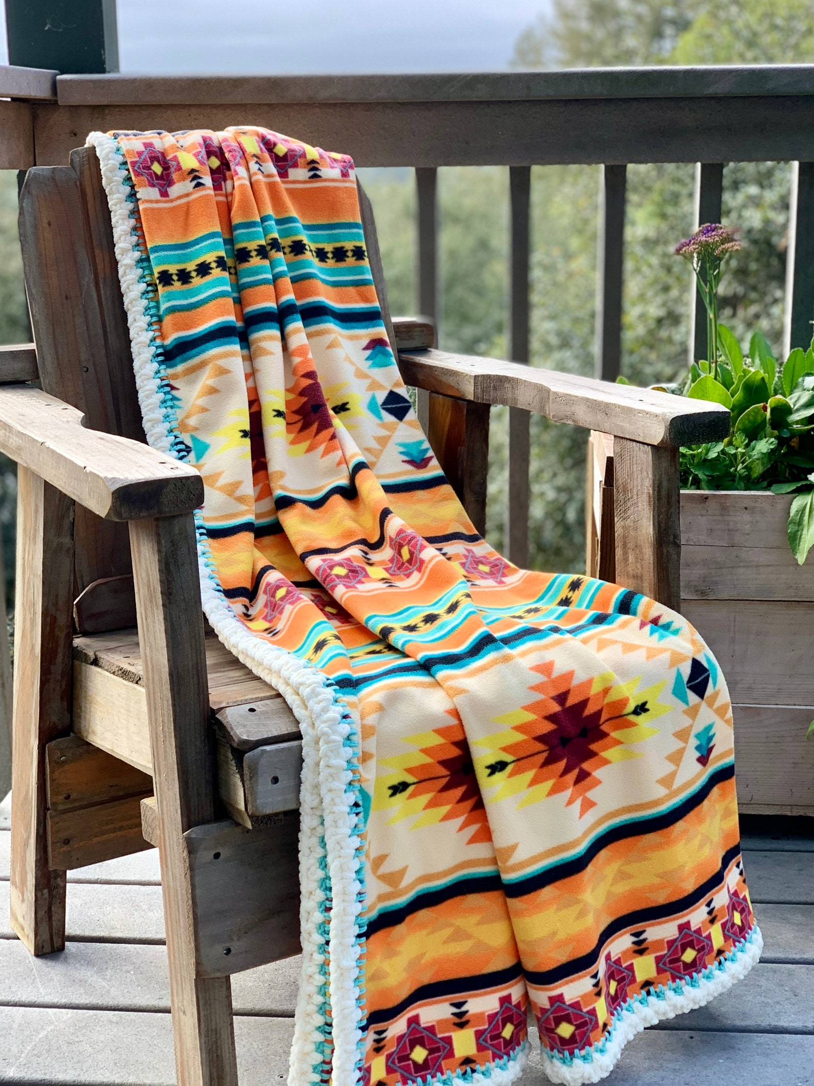 Native American Style Fleece Blanket Throw - Southwest Blanket -western ...