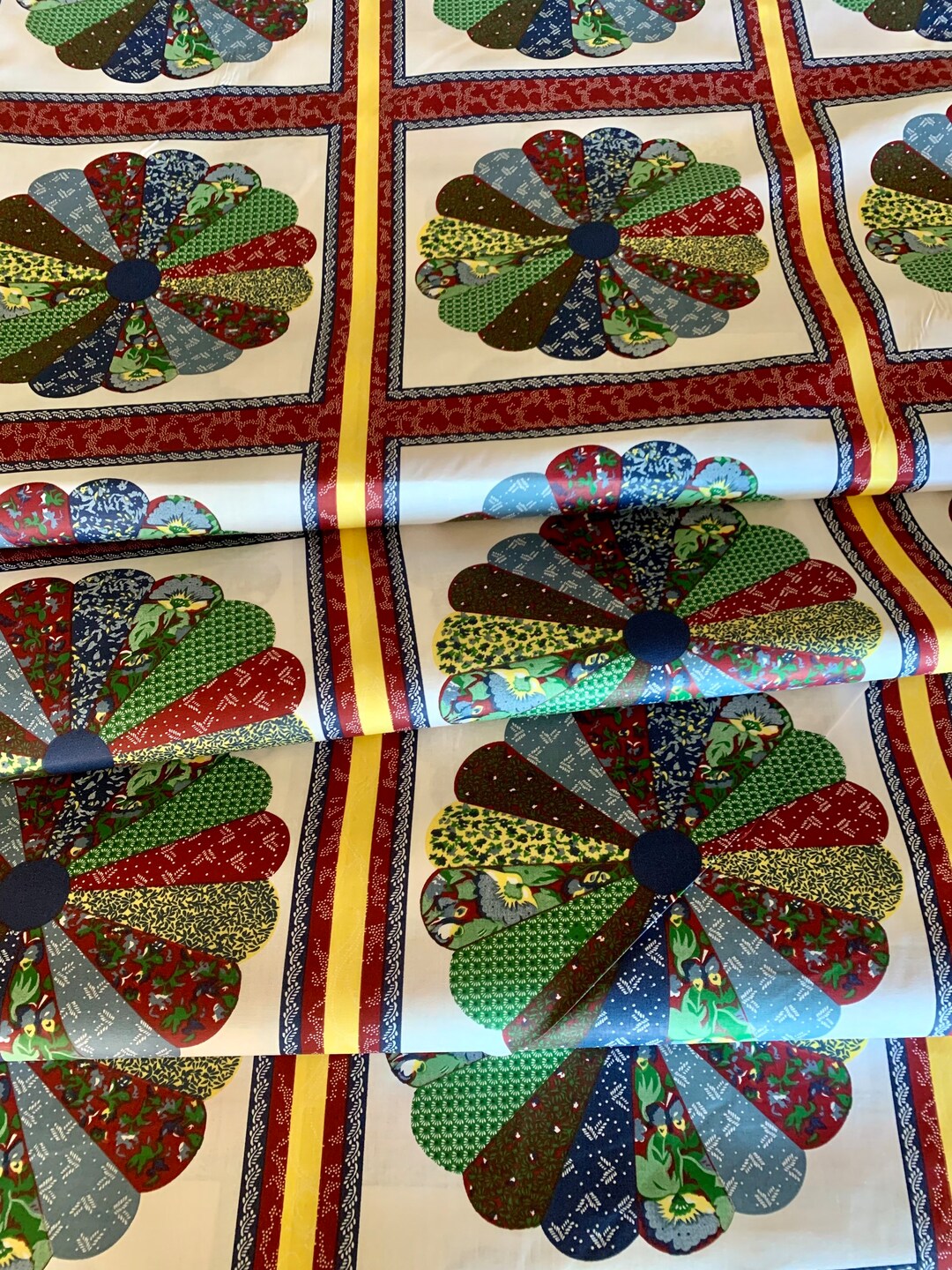 Cheater Quilt Top - 90” Wide Dresden Pattern - Wide Back - 100% Cotton ...