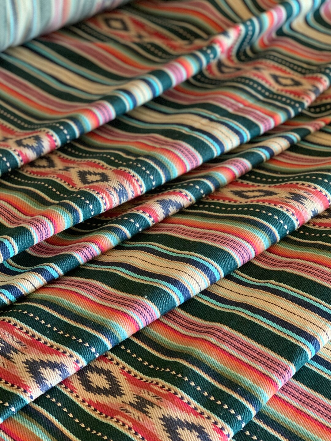 Faux Vintage Saddle Blanket Heavy Weight Twill Fabric - Ethnic Stripe ...