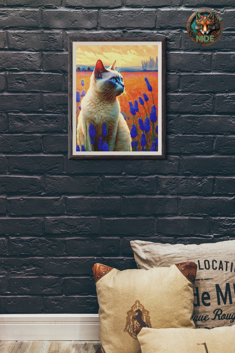 Printable Cat Art, Digital Download, Wall Art, JPG of Cat Portrait in the Style of Van Gogh ...