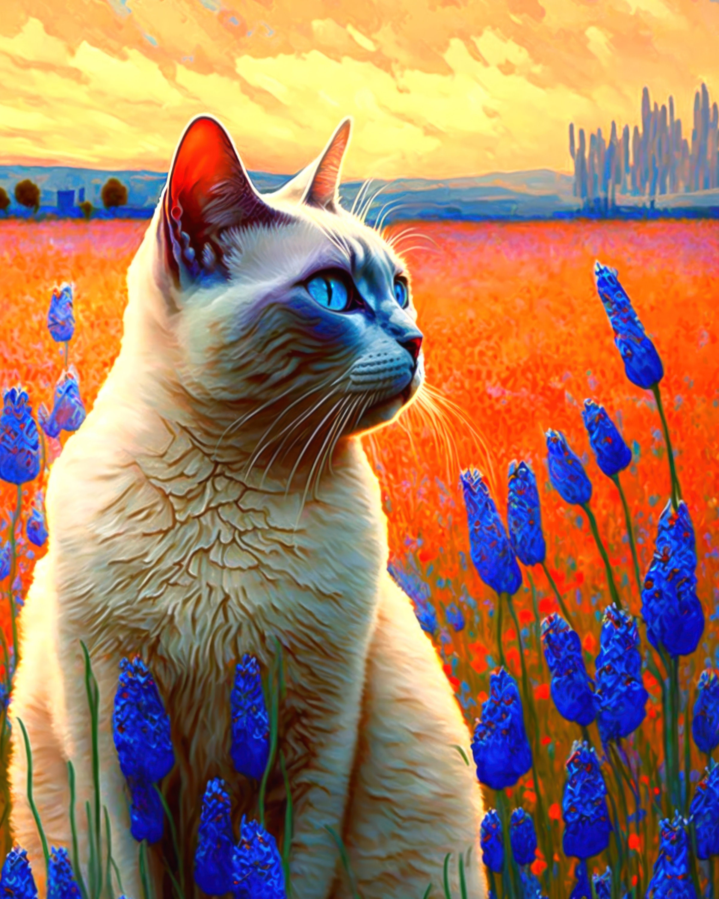 Printable Cat Art, Digital Download, Wall Art, JPG of Cat Portrait in ...