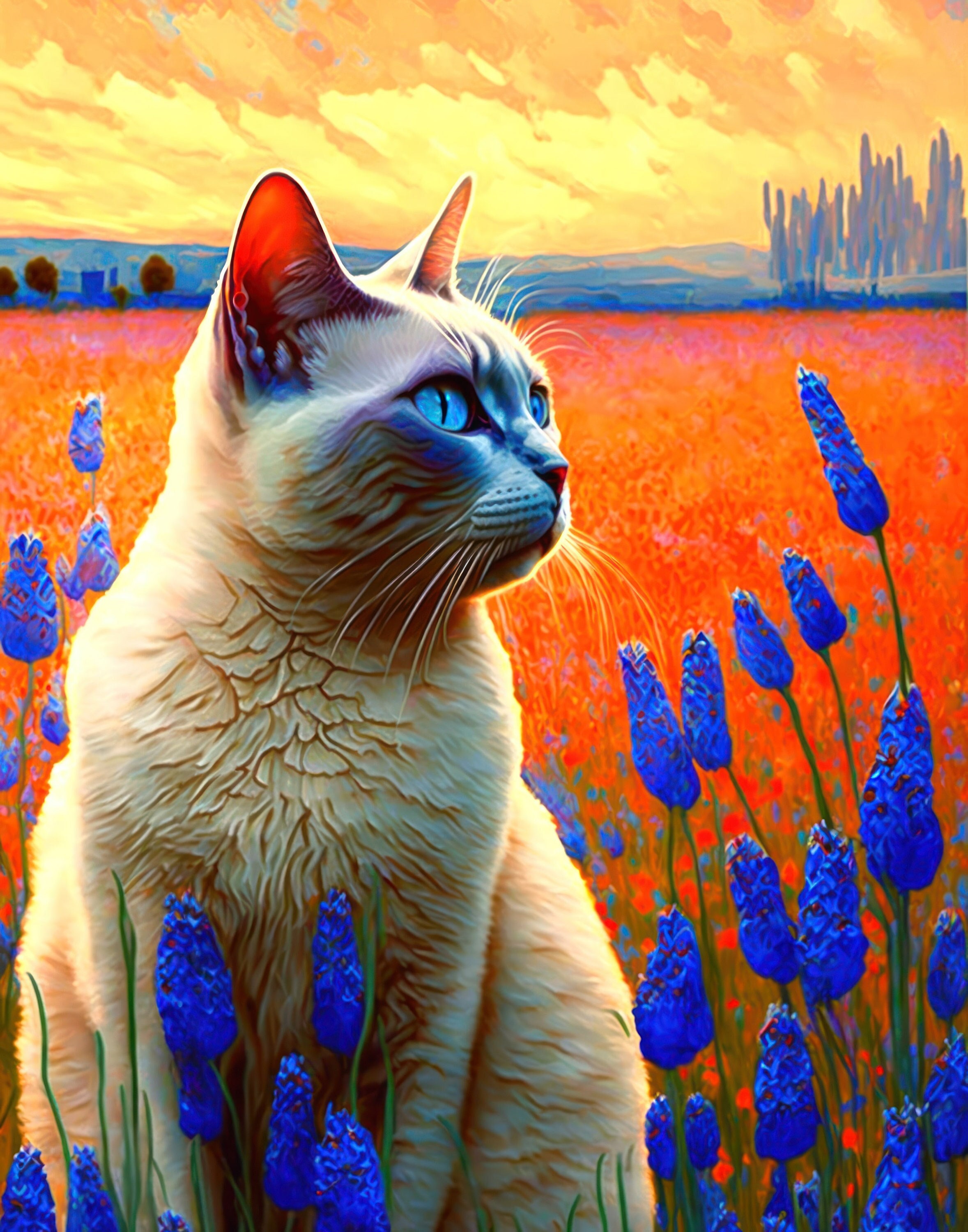 Printable Cat Art, Digital Download, Wall Art, JPG of Cat Portrait in ...