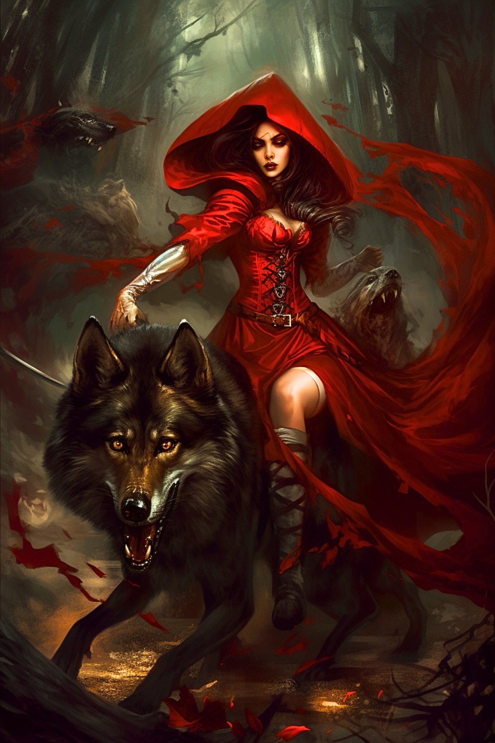Printable Wall Art of a Series Entitled Big Red Riding Hood. A Digital ...
