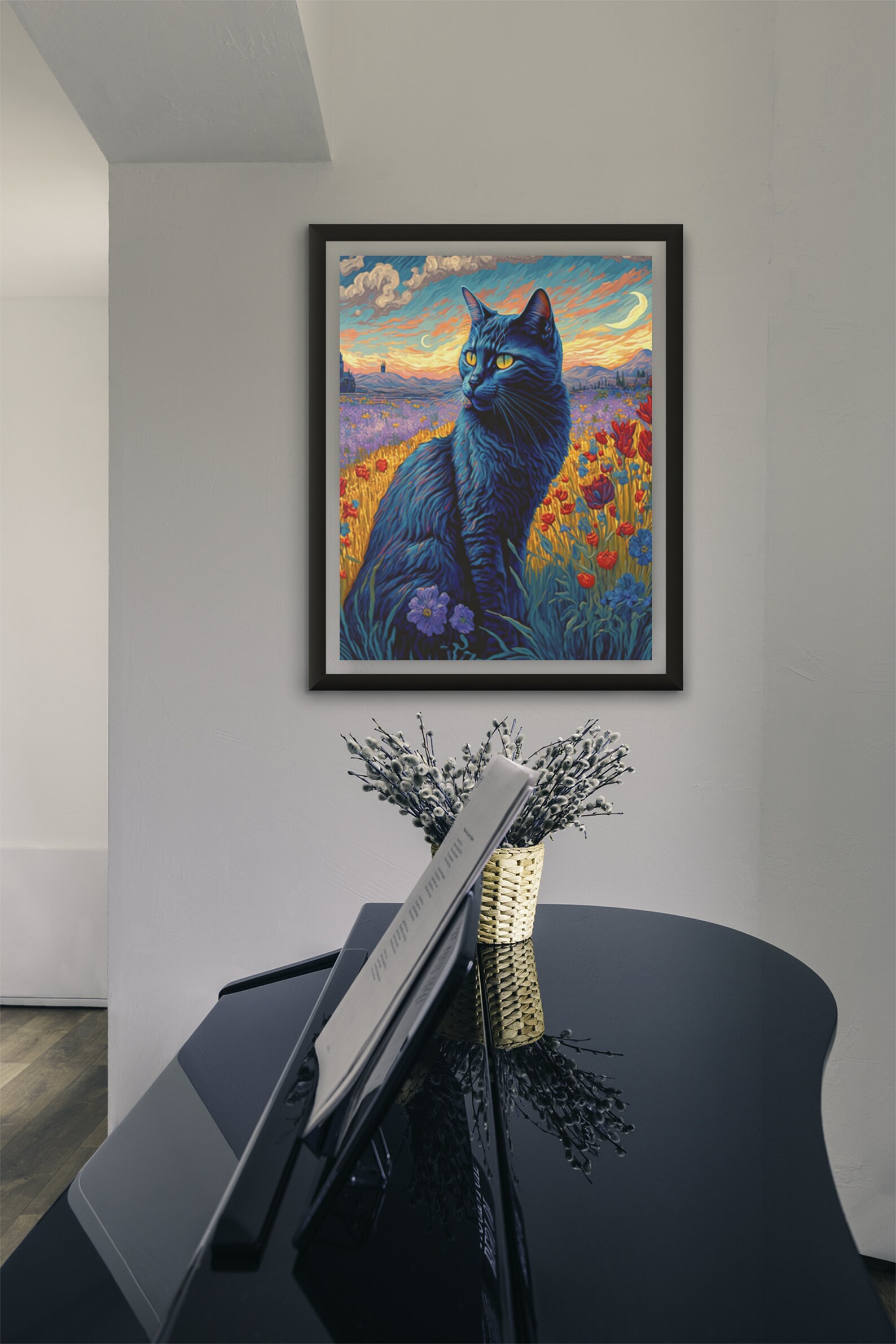 Printable Cat Art, Digital Download, Wall Art, JPG of Cat Portrait in ...