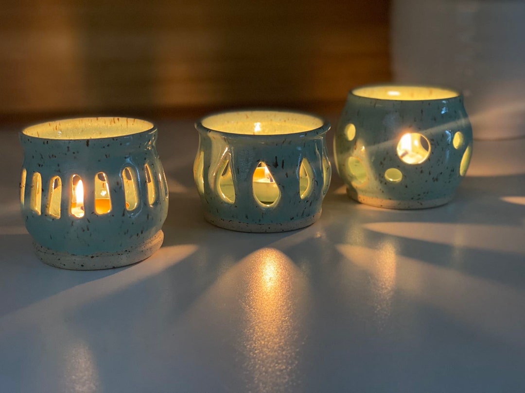 Tea Light Luminary Candle Holder Pottery Luminary - Etsy