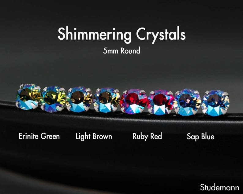 Green Erinite Swarovski Crystal - Shimmering Sterling Silver Ear Stud ...