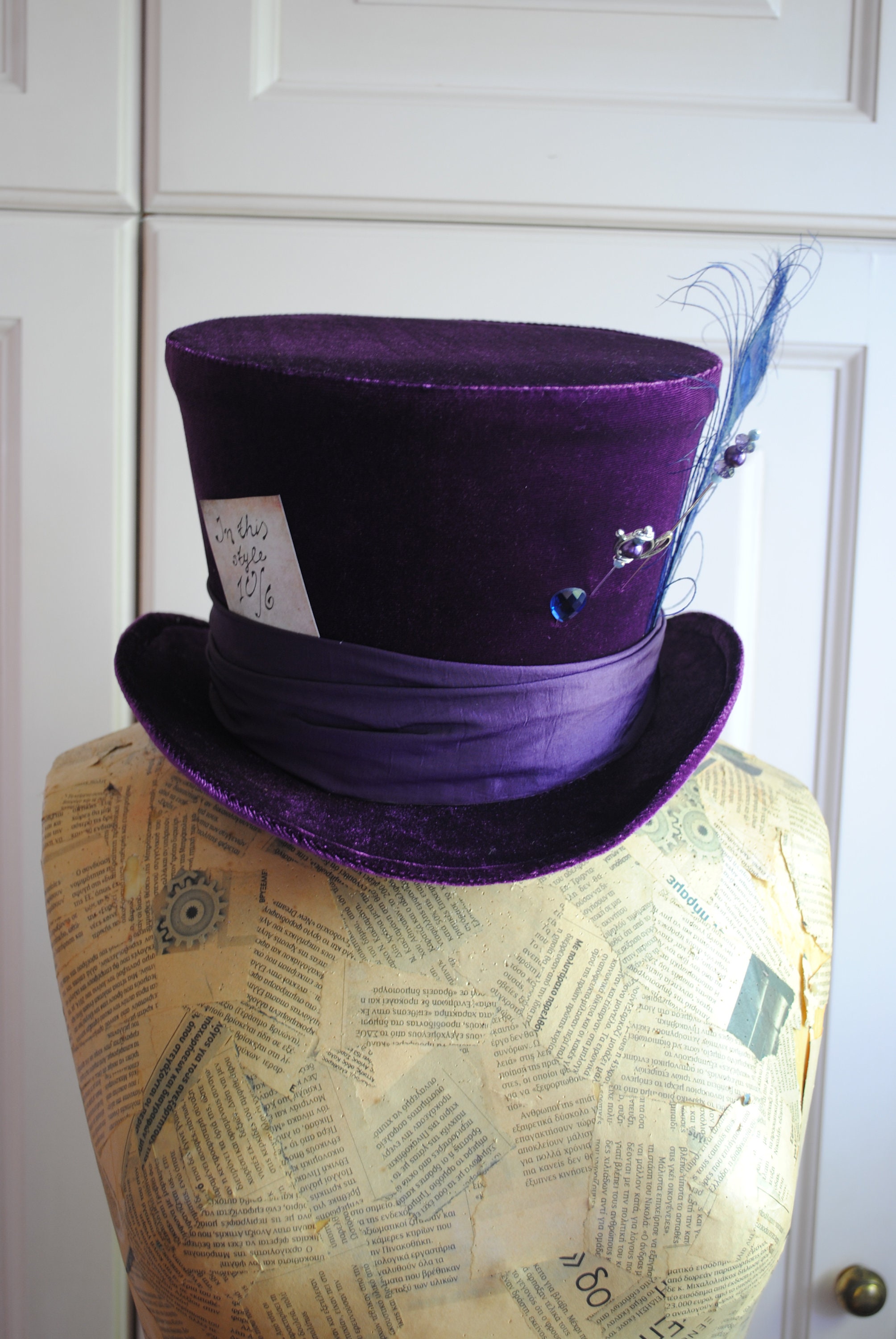 Red/purple Mad Hatter Hat,customizable Velvet Top Hat,full Size Top Hat ...