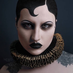 Royal Black Elizabethan Collar,bronze Lace Elizabethan Ruff ,gothic ...