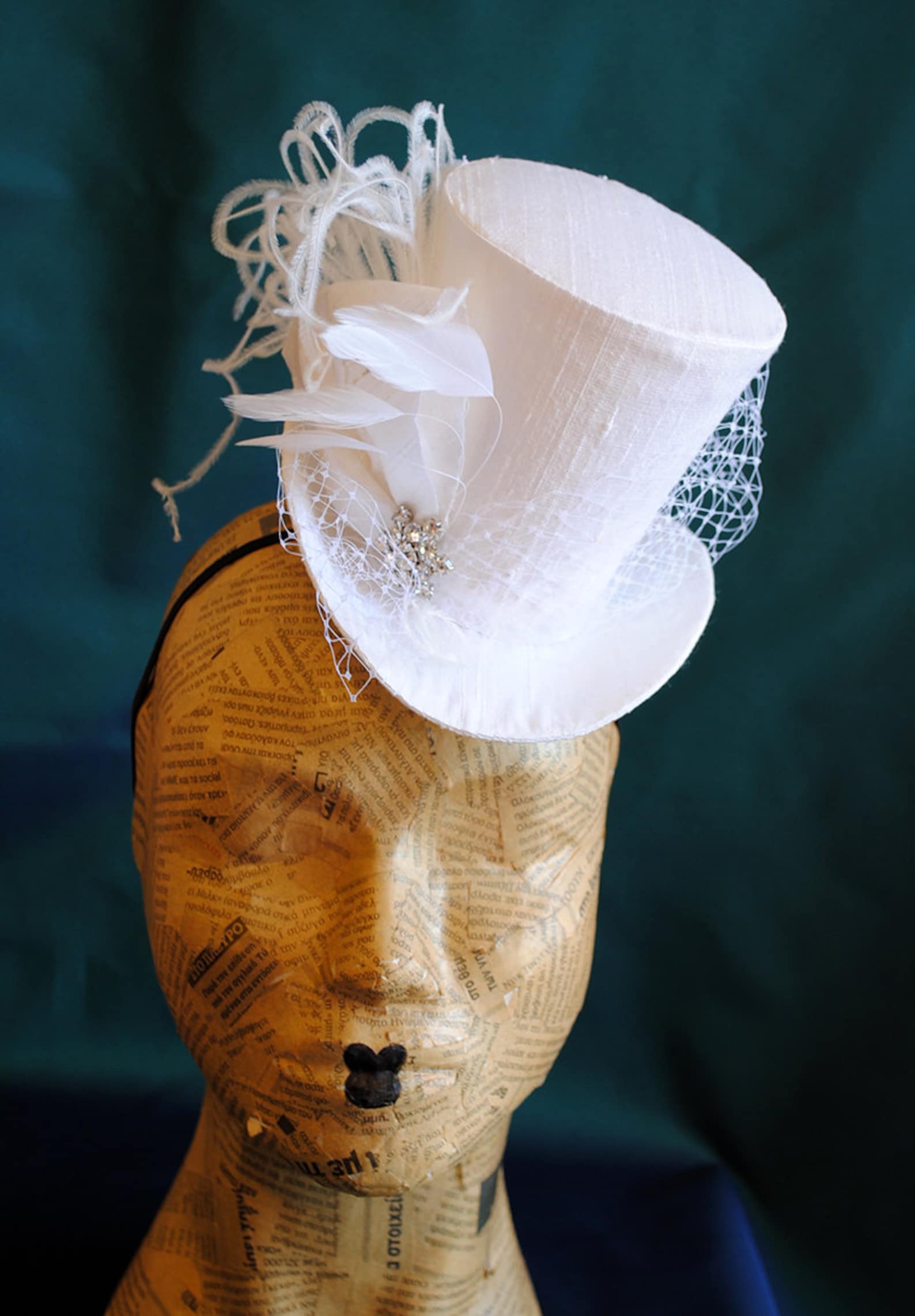 Bridal Mini Top Hat,victorian Mini Hat With Veil,white Cocktail Hat ...