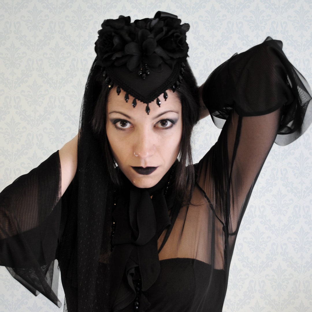 Gothic Teardrop Mini Hat,penny Dreadful Victorian Fascinator,gothic ...