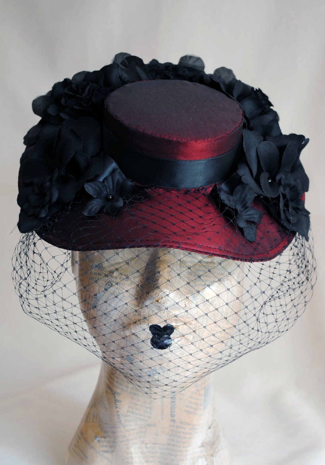 Burgundy Victorian Mini HatGothic Mini Top Hat with | Etsy