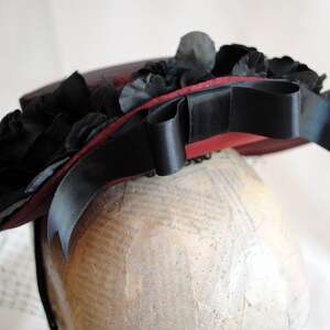 Burgundy Victorian Mini Hat,gothic Mini Top Hat With Flowers,neo-ludwig ...