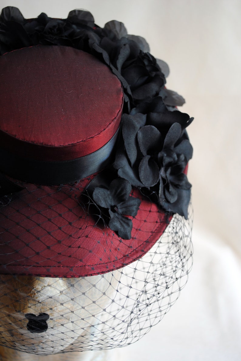 Burgundy Victorian Mini Hatgothic Mini Top Hat With - Etsy