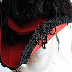 Rococo Mini Tricorn Hat in Red & Black,gothic Marie Antoinette Hat ...