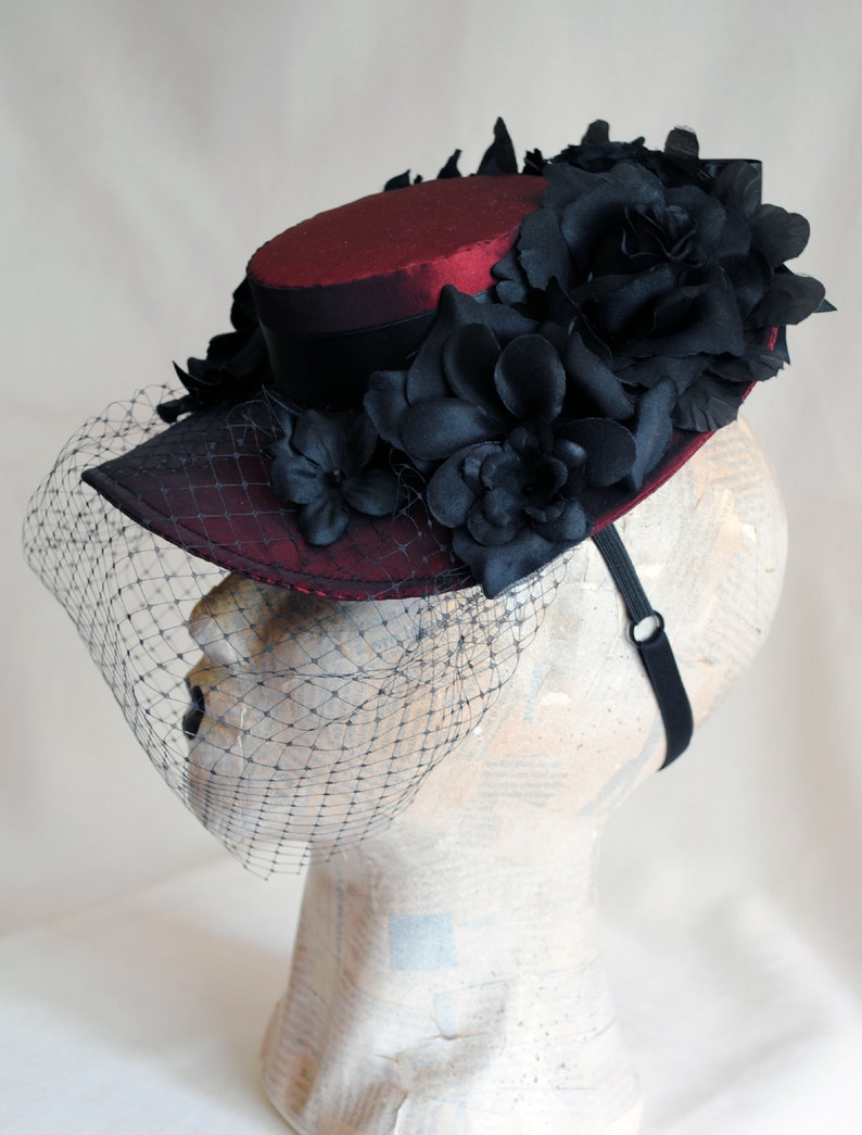 Burgundy Victorian Mini Hatgothic Mini Top Hat With - Etsy