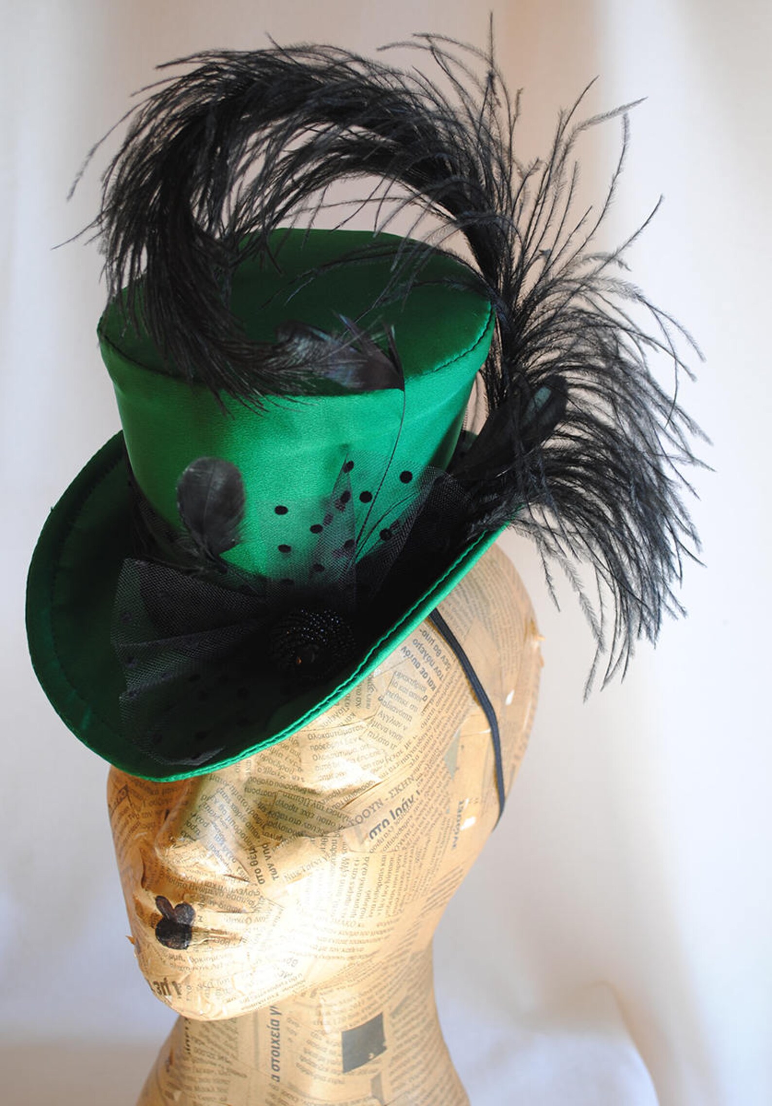Burlesque Mini Top Hat,emerald Green Cocktail Hat,kentucky Derby Hat ...