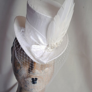 Bridal Mini Top Hat With Angel Wing,ivory Victorian Mini Hat With Dove ...