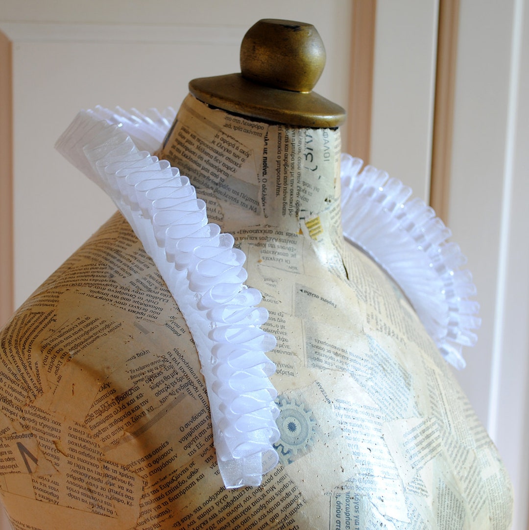 White Elizabethan Standing Collar,elizabethan Ruff,renaissance Wedding ...