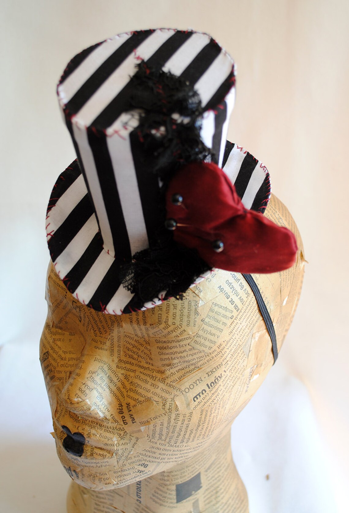 Tim Burton Mini Top Hat,voodoo Heart Gothic Fascinator,black & White ...