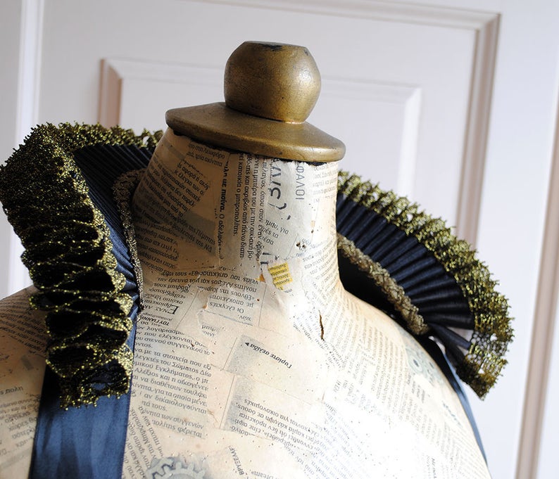 Royal Black Elizabethan Collarbronze Lace Elizabethan Ruff - Etsy