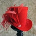 Red Mini Top Hat,cocktail Hat With Veil,burlesque Fascinator,bridal Hat ...