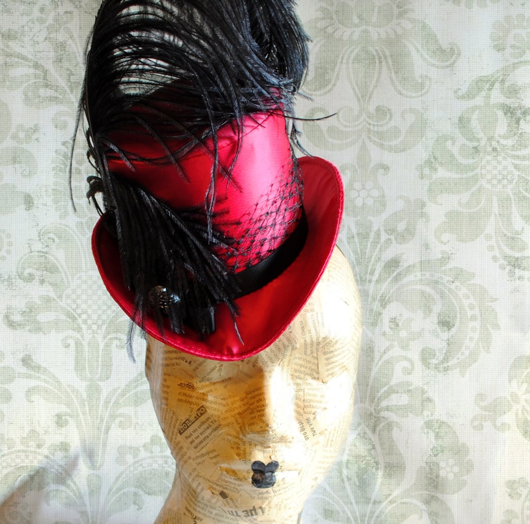 Burlesque Mini Top Hat in Fuchsia,victorian Cabaret Ladies Hat ...