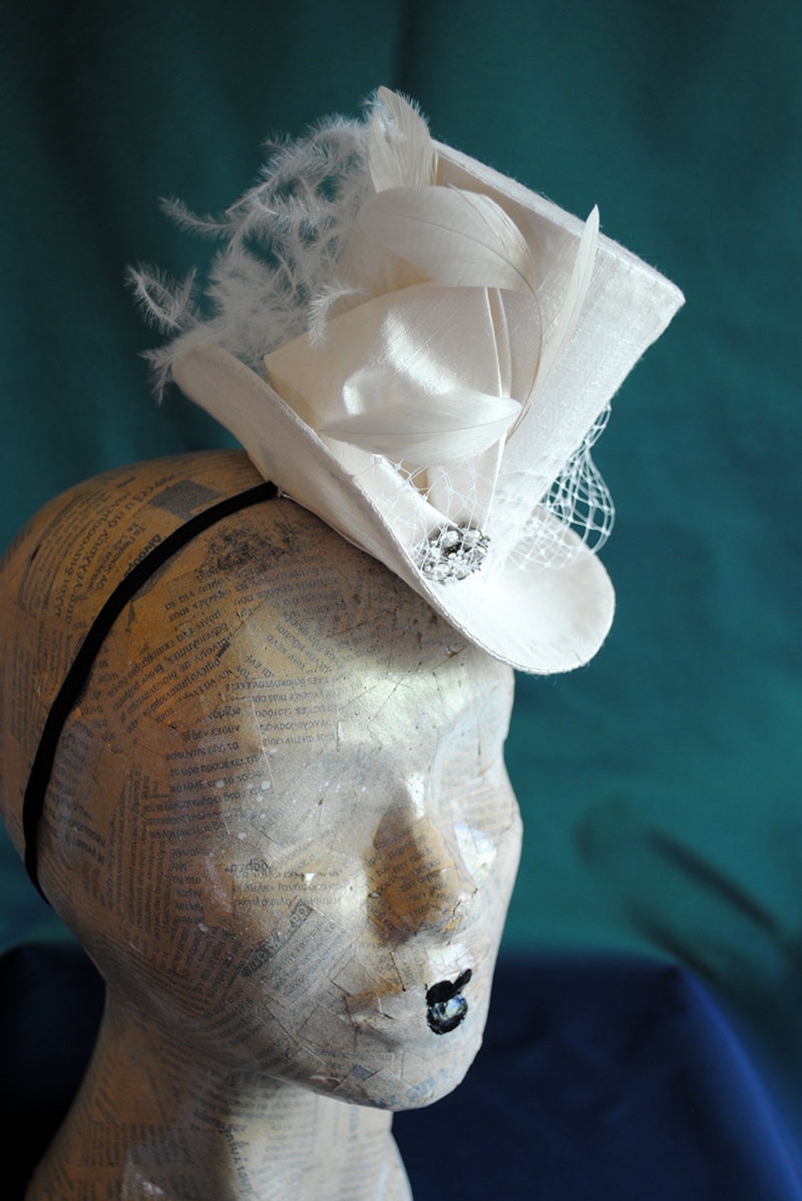 Bridal Mini Top Hatvictorian Mini Hat With Veilivory - Etsy