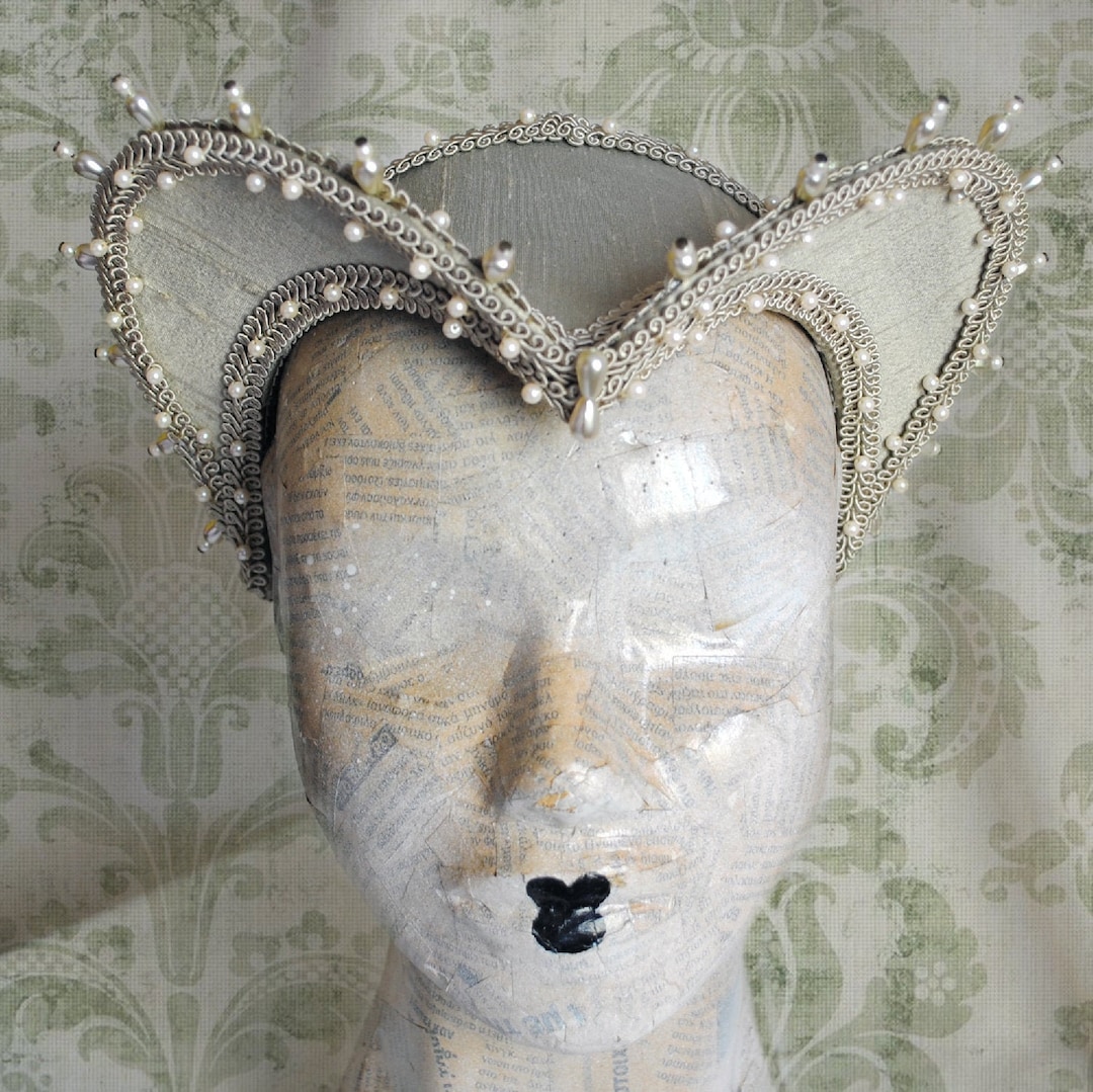 Tudors Headpiece,beige Attifet Hat,french Hood,renaissance Wedding ...
