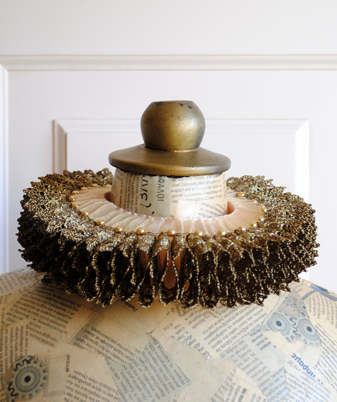 Historical Elizabethan Ruff,elizabethan Collar With Gold Lace & Pearls ...