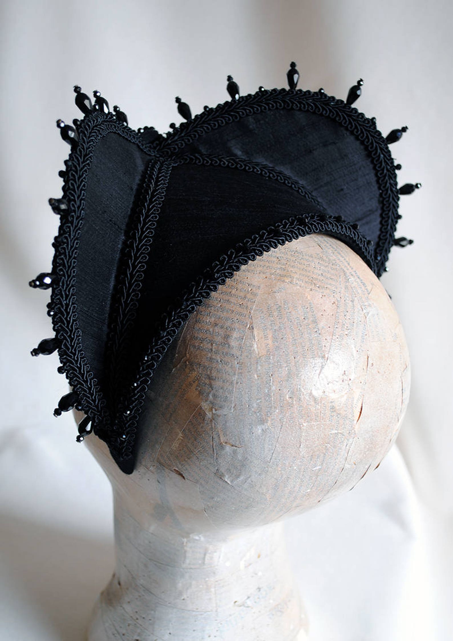 Gothic Vampire Headpiece,festival Headpiece,black Tudors Headdress,dark ...