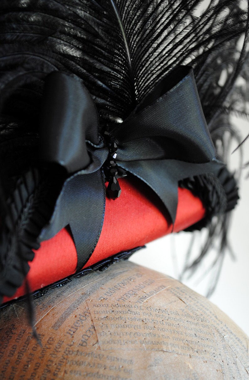 Rococo Mini Tricorn Hat in Red & Blackgothic Marie Antoinette - Etsy