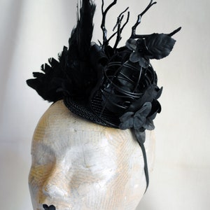 Gothic Fascinator With Raven,black Crow Victorian Headpiece,edgar Allan ...