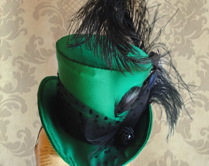Burlesque Mini Top Hat,emerald Green Cocktail Hat,kentucky Derby Hat ...