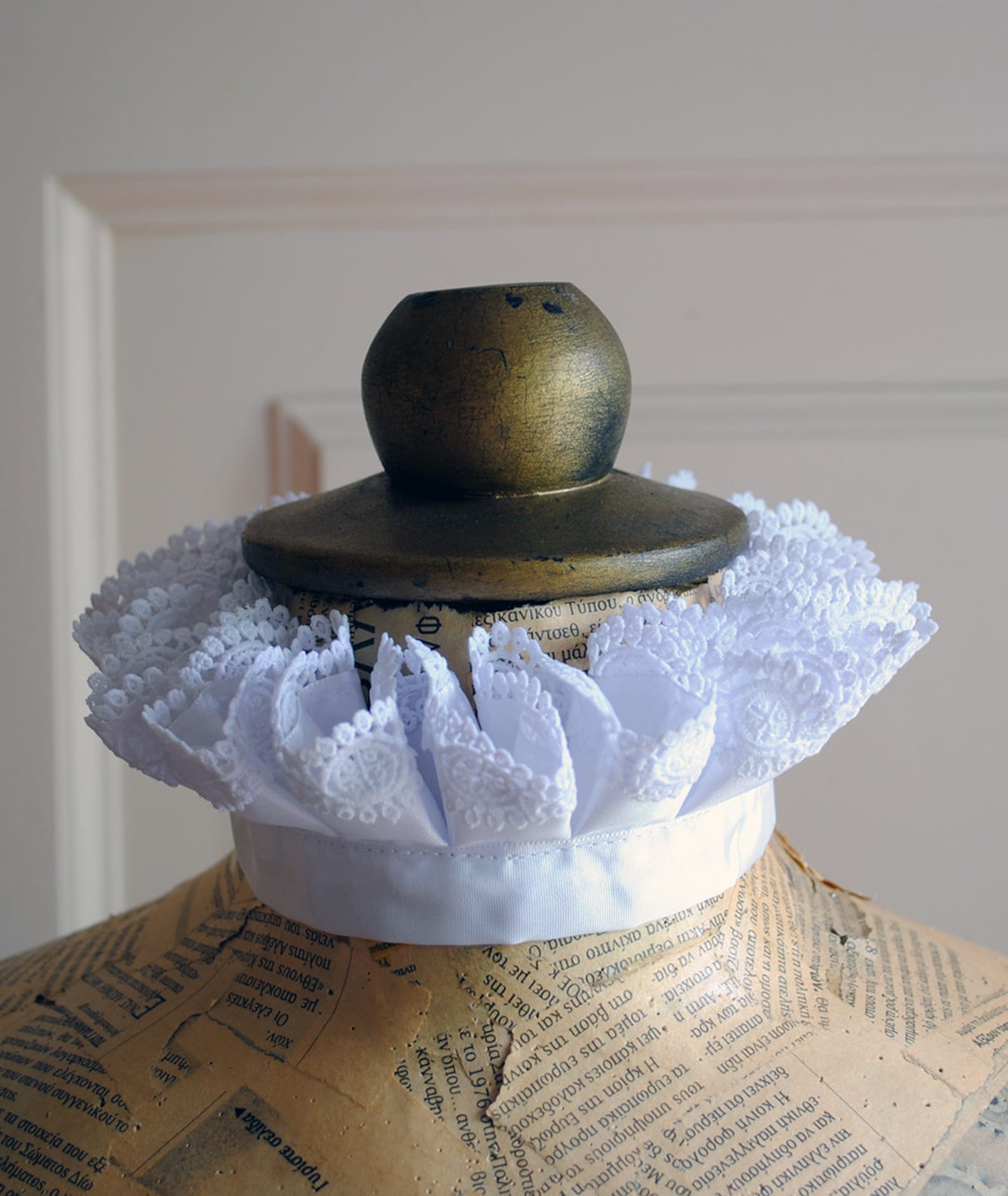 Men's Elizabethan Collar With Lace,white Renaissance Costume Ruff ...