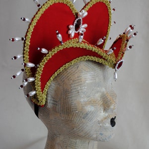 Royal Red Renaissance Headpiece,tudors Headdress,red & Gold Attifet ...