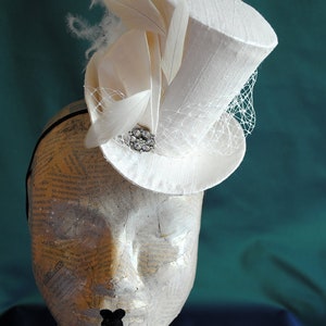 Bridal Mini Top Hat,victorian Mini Hat With Veil,ivory Cocktail Hat ...
